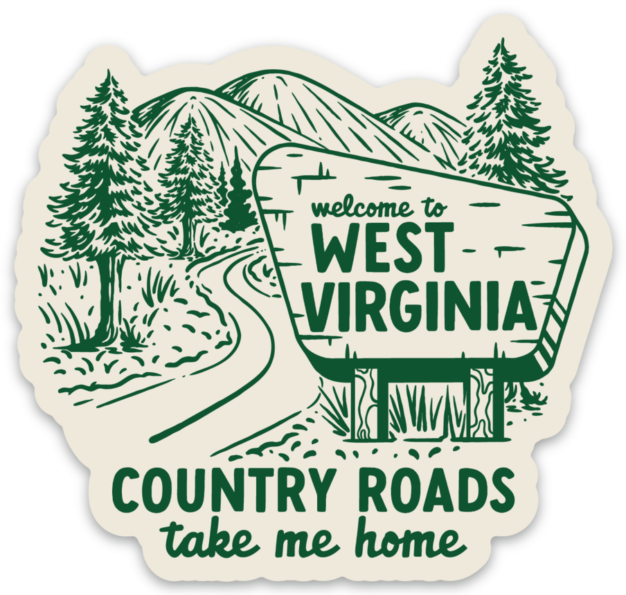 West Virginia Country Roads Sticker – The West Virginia Company